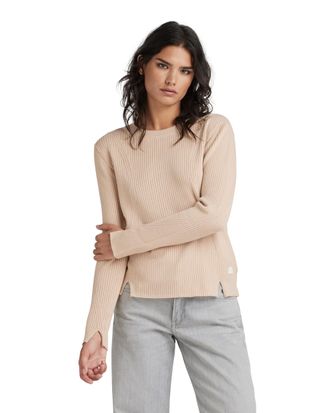 G-Star G-Star RAW Damen Ribbed Pullover, Beige (Moonlight D24486-D563-G287), S