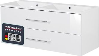 Fackelmann Waschtischunterschrank inkl. Doppel-Gussbecken B.CLEVER/Soft-Close-System/Maße (B x H x T): ca. 120 x 48,5 x 46 cm/Möbel fürs WC oder Badezimmer/Schra