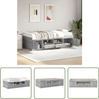 vidaXL The Living Store - Tagesbett mit Schubladen ohne Matratze Grau Sonoma 90x200 cm - Tagesbett - Holzrahmen - Schlafcouch - G&auml;stebett - Bettkasten