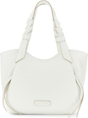 Caf&egrave;noir Sac De Courses Avec Poches Lat&eacute;rales Et Anses Tress&eacute;es, Pour Femme, Couleur Blanc, Taille Taille Unique