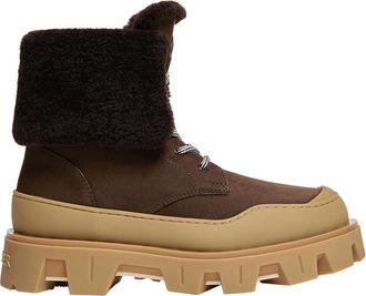 Moncler Moncler Bottines Peak Snowcap En Nubuck Et Shearling, Femme, Marron, Taille: 37,5