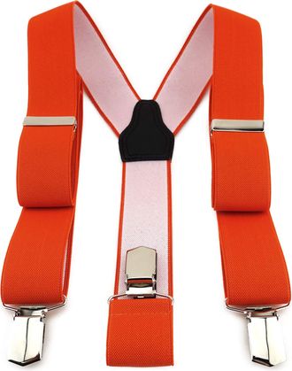 TigerTie Unisex Hosenträger in Y-Form mit 3 extra starken Clips - Farbe in orange einfarbig Uni - hochwertige Verarbeitung - Breite 35 mm