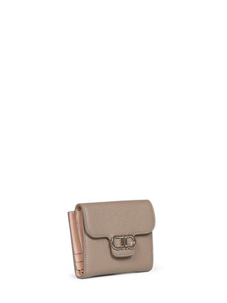 Ferragamo Womens Compact Wallet Gancini Calfskin Grey Calf Leather & Purses