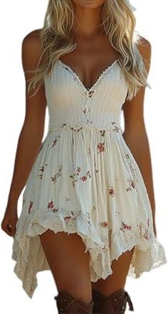 Generic Robe Femme Été A-Line Swing Rétro Chic Et Elegant Dress Et Bretelles Sexy Fluide en Décontracté Robes Plage sans Manches Vacances Tunique Femmes À Col