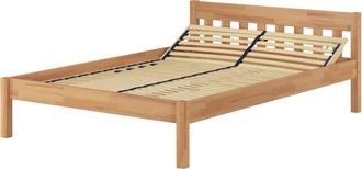 Erst-Holz &Uuml;berlanges Doppelbett Massivholzbett 140x220 Buche Zubeh&ouml;r w&auml;hlbar V-60.83-14-220Federholzrahmen inkl