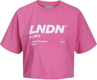 Jack & Jones JACK & JONES Damen JXBROOK RLX SS Tee JRS SN T-Shirt, Carmine Rose/Print:Bright White LNDN Print, XS