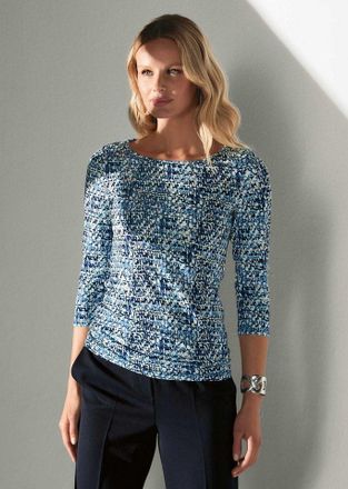 Madeleine Kurzarmshirt Print-Shirt mit U-Boot-Ausschnitt