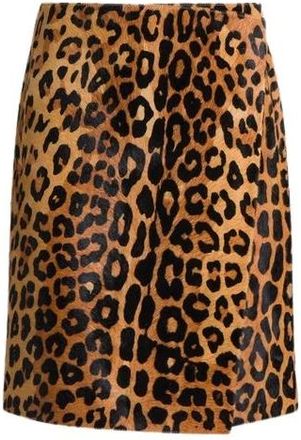 Alberta Ferretti Femme, Jupes, Brun, Taille: 36 FR Jupe en cuir effet poulain &agrave; imprim&eacute; l&eacute;opard