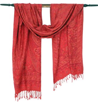 Guru Shop Indischer Schal, Stola mit Paisley Muster, Schultertuch - Motiv 15, Herren/Damen, Synthetisch
