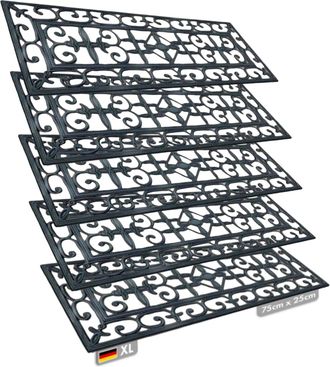 Floordirekt Stufenmatte aus Gummi 5er Set - Selbstklebend - wetterfeste & Rutschhemmende Treppenstufen Matten - Gummistufenmatte für Außen - Antirutschmatten -15 