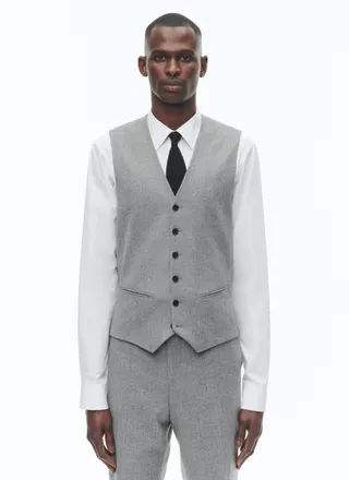 Fursac Gilet de costume en flanelle de laine - Taille 46 - Homme