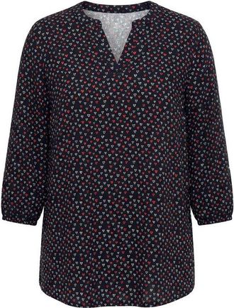 Angel Of Style Longbluse Bluse A-Linie Viskose Herz-Muster 3/4-&Auml;rmel