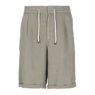 Brunello Cucinelli Homme, Shorts, Gris, Taille: 2XL Bermuda en lin taupe pour homme
