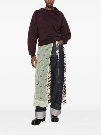 Dries Van Noten Asymmetric Shoulder Cotton Sweatshirt - Red