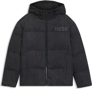HUGO BOSS Hommes Bowan254W1 Veste matelass&eacute;e Relaxed en denim noir &agrave; logos