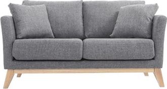 Miliboo Canapé scandinave déhoussable 2 Places en Tissu Gris Clair et Bois Clair Oslo