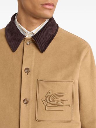 Etro Mens Beige Corduroy-Collar Jacket Cotton