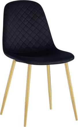 CRIBEL 4er Set St&uuml;hle Lena Samt Schwarz Beine Chrom Gold Wohnzimmer K&uuml;che 44x52x85