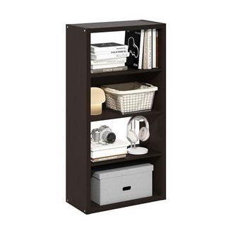 Furinno Viola 4-st&ouml;ckiges Offenes Regal B&uuml;cherregal, B&uuml;cherregal, Dunkle Eiche