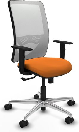 Piqueras y Crespo Gepolsterter B&uuml;rostuhl Zulema mit 1D-Armlehnen, h&ouml;henverstellbare Lendenwirbelst&uuml;tze, ausgestattet mit Sincro 3 Positionen und Schneideschaum, Wei&szlig;/Or