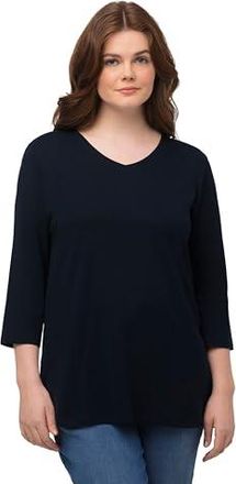 Ulla Popken T- Shirt Basique, Bleu Marine, 48-50 Femme