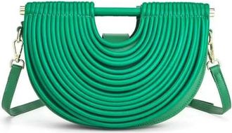 Generic NYSBH Sacs &agrave; main dor&eacute;s tiss&eacute;s &agrave; la main en corde nou&eacute;e Demi-lune argent&eacute;e Pochette de soir&eacute;e, Vert