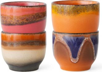 HKliving Tasses &agrave; caf&eacute; Java - 70s Ceramics - Set de 4 HKliving
