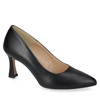 Valleverde 19100A Decollete Cérémonie Femme Cuir Synthétique Noir Talon Escarpins 8cm Semelle Caoutchouc, Noir, 40 EU