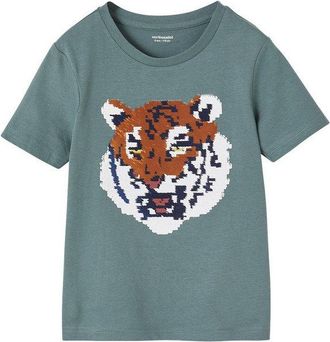 Vertbaudet Kurzarmshirt Jungen T-Shirt mit Wende-Pailletten