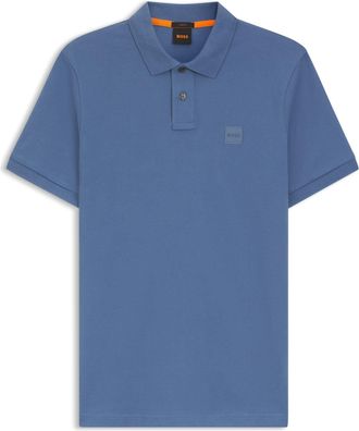 BOSS Herren Passenger Slim-Fit Poloshirt aus Stretch-Baumwolle mit Logo-Aufn&auml;her Blau M