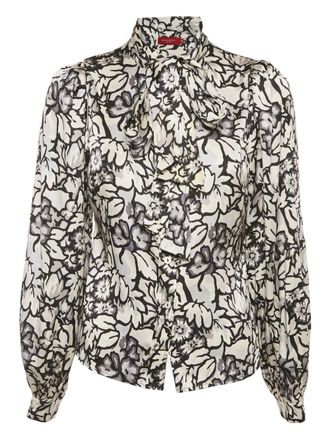 Burberry blouse &agrave; fleurs - Blanc