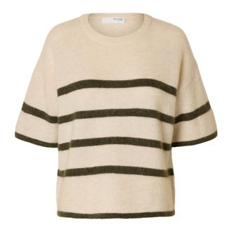 Selected Gestrickter O-Ausschnitt-Pullover - - Knitwear - Damen - Beige - XS