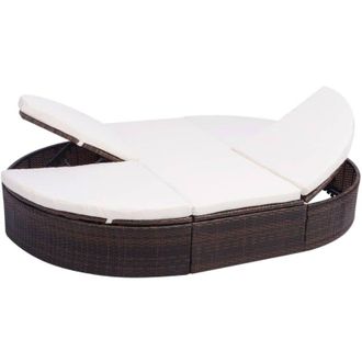 vidaXL Vidaxl - Lit de repos dext&eacute;rieur avec coussin R&eacute;sine tress&eacute;e Marron