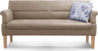 Cavadore Cavadore 3-Sitzer Sofa Kira mit Federkern / Sitzbank f&uuml;r K&uuml;che, Esszimmer / Inkl. Armteilfunktion / 189 x 94 x 81 / Lederoptik beige