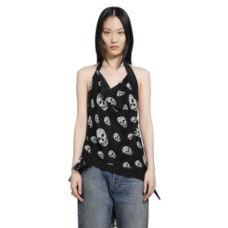 Alexander McQueen Skull Print Asymmetric Top