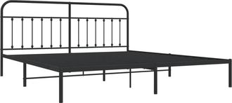 Generic Bettgestell mit Kopfteil aus Metall, Kopfteil f&uuml;r Doppelbett, R&uuml;ckenlehne f&uuml;r Bett, (schwarz, 120 x 190 cm) (200 x 200 cm)
