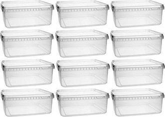 mikken Art Kunststoffdose 12x 1,15 Liter Plastikdose mit Deckel, BPA-frei, lebensmittelecht inkl. 1 Schaufel