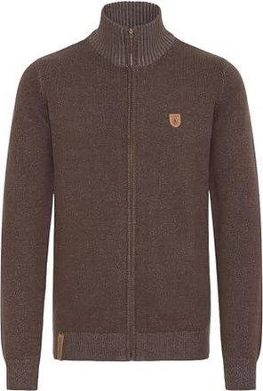 Indicode IDAndy Homme Cardigan Pull en Mailles &eacute;paisse avec col Montant Fermeture &eacute;clair M&eacute;lange de Coton Regular Fit, Taille:L, Couleur:Dark Brown (020)