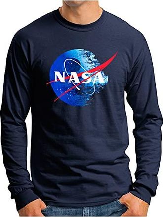 OM3 T-shirt &agrave; manches longues pour homme - Star de la mort - Star de la mort - S - XXL - Bleu - X-Large