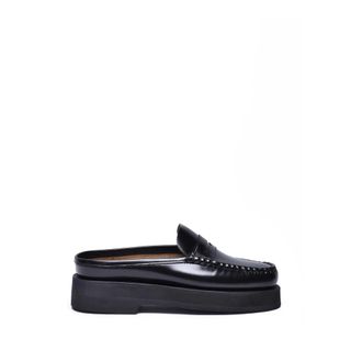 Sebago Femme, Chaussures, Noir, Taille: 37 EU Mules en Cuir avec Semelle en Caoutchouc