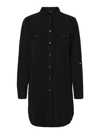 Vero Moda Vero Moda VMSILLA LS Robe Courte en Jean pour Femme LT BL GA Noos, Noir (Black), XXL