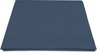 Pizuna Coton Peign&eacute; Drap Plat 2 Personnes 240x280 cm Bleu fonc&eacute;, 100% Coton Longue Tige 400 Fils Armure Satin Drap Plat de Luxe avec Ourlet &eacute;l&eacute;gant (Bleu fon
