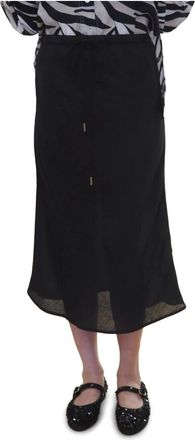 Marella Femme, Jupes, Noir, Taille: 36 FR Longuette Linen Skirt