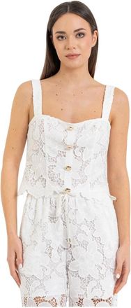 Kocca Femme, Tops, Blanc, Taille: 40 FR Haut en dentelle macram&eacute;