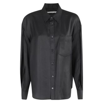 Alexander Wang Schwarze Seidenknopfbluse mit verk&uuml;rzten &Auml;rmeln - - Blouses & Shirts - Damen - Schwarzk - XS
