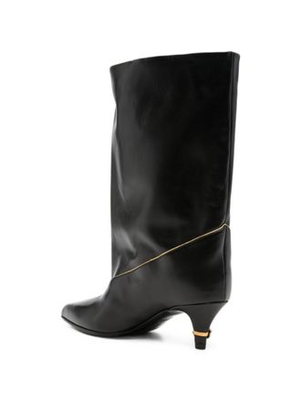 Versace Leather Heel Boot - Black