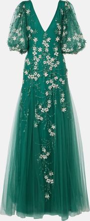 Costarellos Bestickte Robe aus Tüll und Lurex