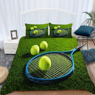 Generic Tennis Bettw&auml;sche 135x200 cm Sport Bettw&auml;sche-Sets Superweich Mikrofaser 3 Teilig Haben 1 Bettbezug und 2 Kissenbez&uuml;ge 80&times;80cm mit Rei&szlig;verschluss L.90