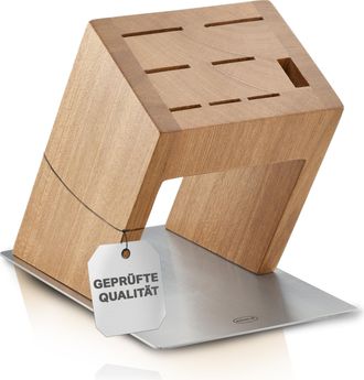Rösle Messerblock KnifeX - Hochwertiger Design Messerblock unbestückt aus Edelstahl und Ulmenholz, sichtbare Klingen, zwei Standpositionen, Messerblöcke für
