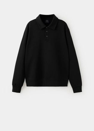 Mango Sweat &agrave; col polo coupe regular fit noir - Homme - XXL - MANGO MAN